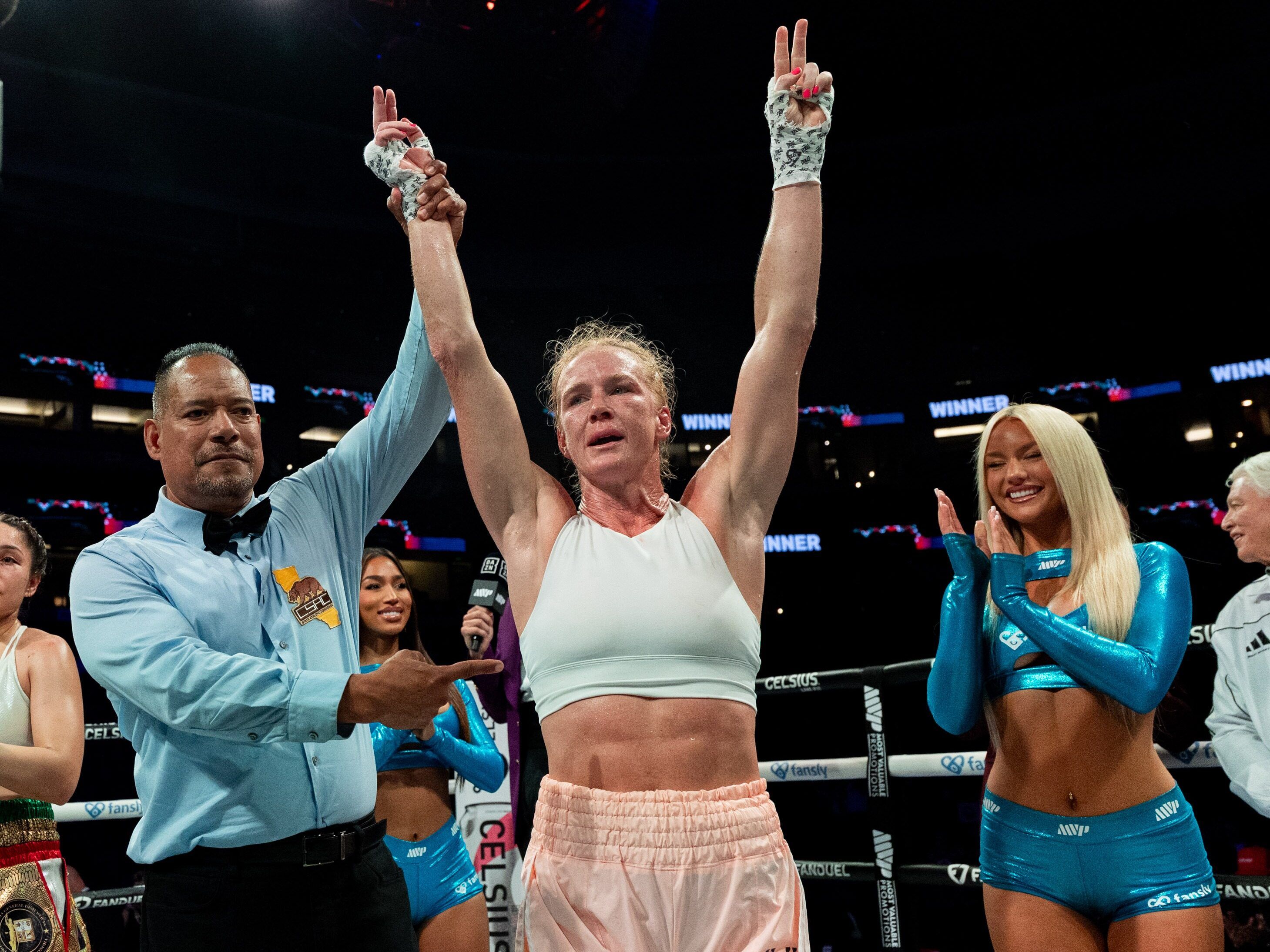 Holm focusing on Taylor-Serrano, after win on boxing return
